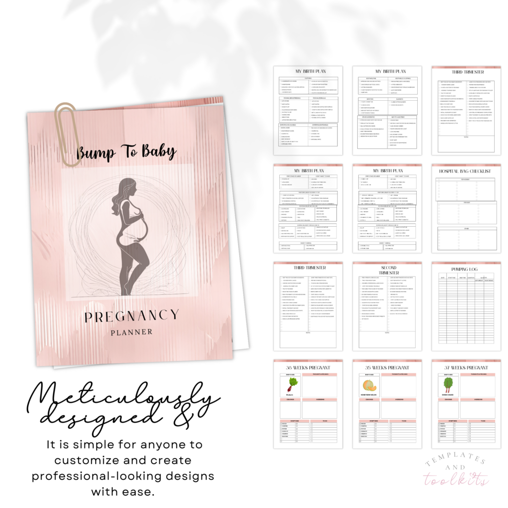 Editable Pregnancy Journal, Pregnancy Planner and Checklist - Templates ...