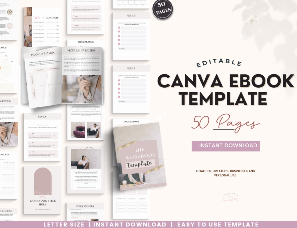 50 Pages Canva Ebook and Workbook Template - Templates and Toolkits