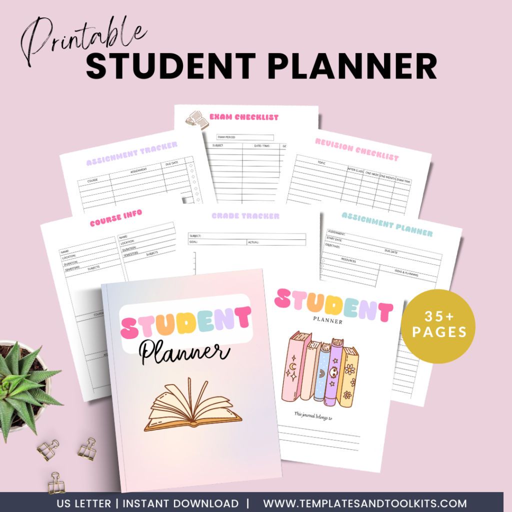 Printable Student Planner - Templates and Toolkits